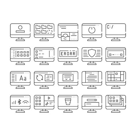 Operating System Pc Collection Icons Set 48347527 Vector Art At Vecteezy