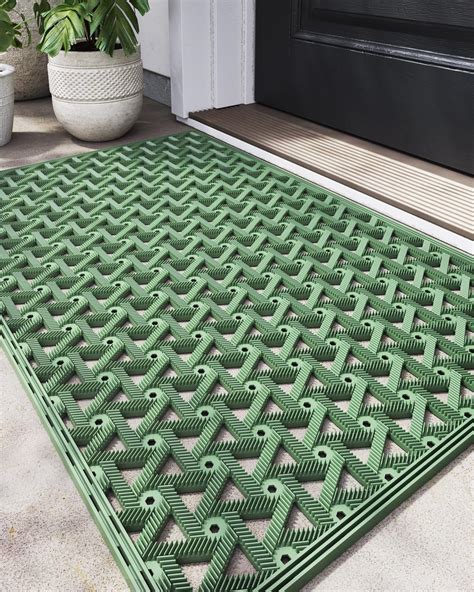 Dexi Front Door Mat Outside Entrance，19x30 Rubber Floor