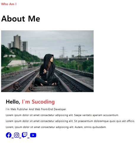 6월 17일 Javascript 기초 실습 실습 포트폴리오 웹페이지 만들기