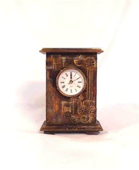 Steampunk Table Clock Handcrafted Table Clock Unique Centerpiece