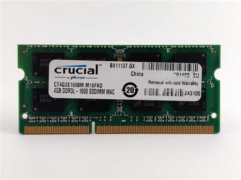 Оперативная память для ноутбука Sodimm Crucial Ddr3l 4gb 1600mhz Pc3l