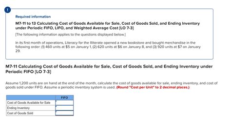 Solved Required Information M7 11 To 13 Calculating Cost Of Chegg Com