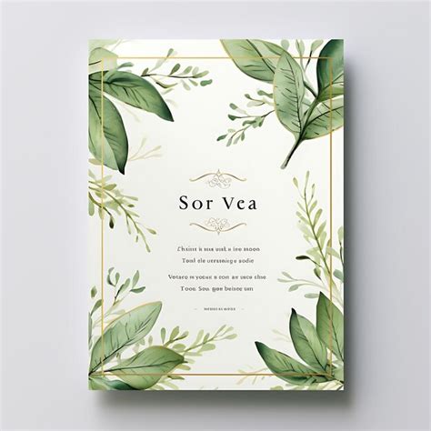 차 잎 초대 카드 디자인 차 잎 모양 차 입 종이 2d 아트 플래트 클리파트 타이포 프리미엄 사진