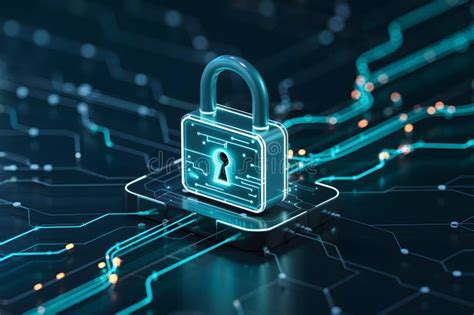 Digital Lock On Circuit Board Cybersecurity Data Protection And Encryption Concept Stock