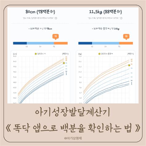 아기성장발달계산기 똑닥 어플로 성장발달 평균 백분율 확인방법 키 몸무게 네이버 블로그