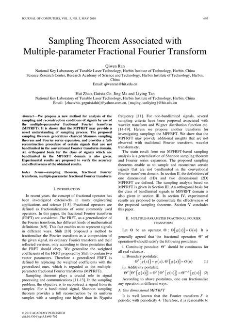 Pdf Sampling Theorem Associated With Multiple Parameter Fractional Fourier Transform