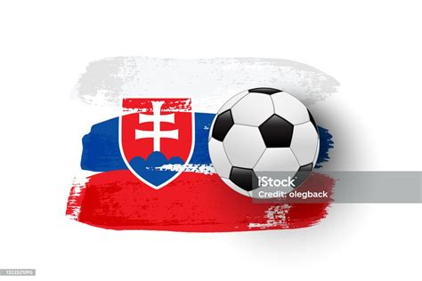 브러쉬 스트로크로 만든 슬로바키아의 국기에 현실적인 축구 공 벡터 축구 디자인 요소 Championship에 대한 스톡 벡터 아트 및 기타 이미지 Championship