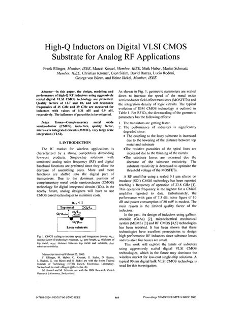Pdf High Q Inductors On Digital Vlsi Cmos Substrate For Analog Rf Applications