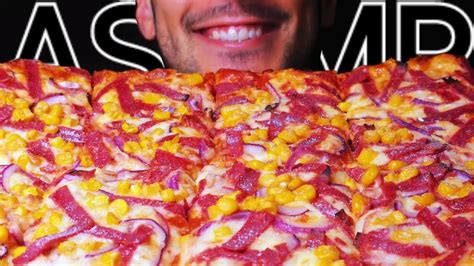 Asmr Pepperoni Pizza Eating Sounds No Talking Mukbang Youtube