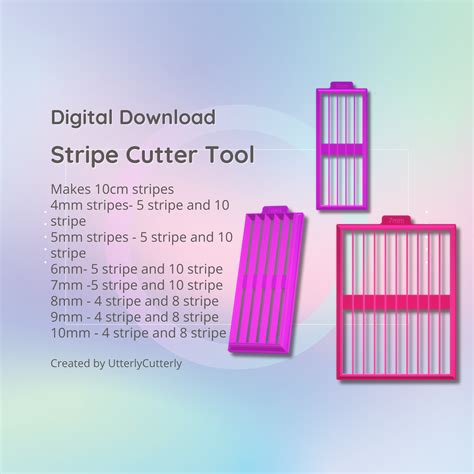 3d File Stripe Cutter Tool 3d Print Stl File 7 Sizes 2 Different