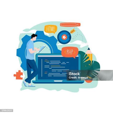 Coding Programming Application And Website Development Flat Vector Illustration Design For
