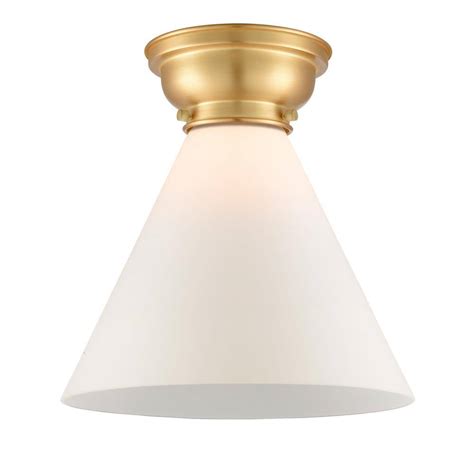 Innovations Aditi Cone In Light Satin Gold Flush Mount With Matte White Glass Shade F