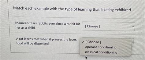 solved match each example with the type of learning that is