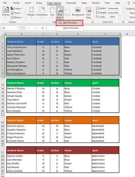 How To Set Print Area In Excel Modify Clear Print Area