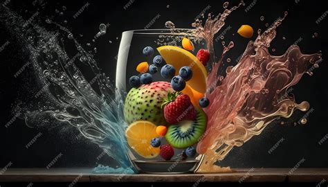 Premium Photo Fruit Juice Glasses Splashing Isolated