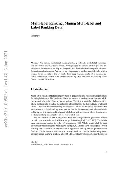 Multi Label Ranking Mining Multi Label And Label Ranking Data Deepai