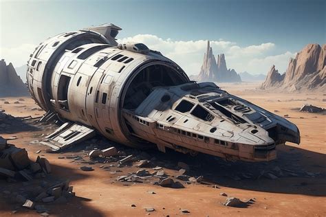Abandoned Spaceship Wreckage 3d Background Premium Ai Generated Image
