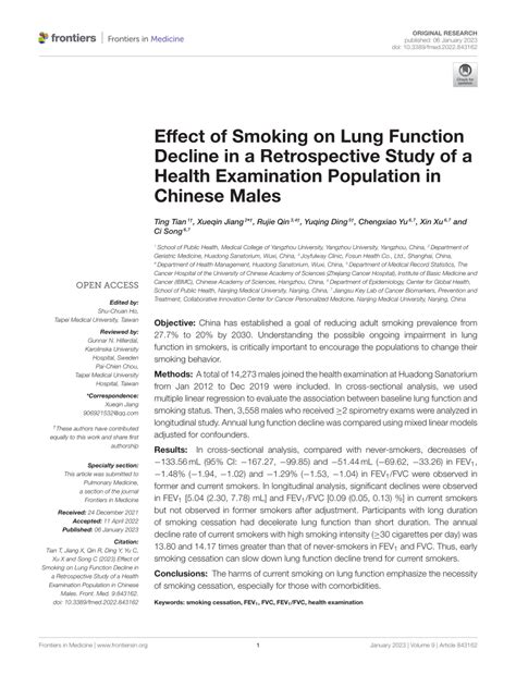 Pdf Effect Of Smoking On Lung Function Decline In A Retrospective