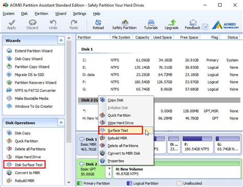 Disk Surface Test Software Aomei Partition Assistant