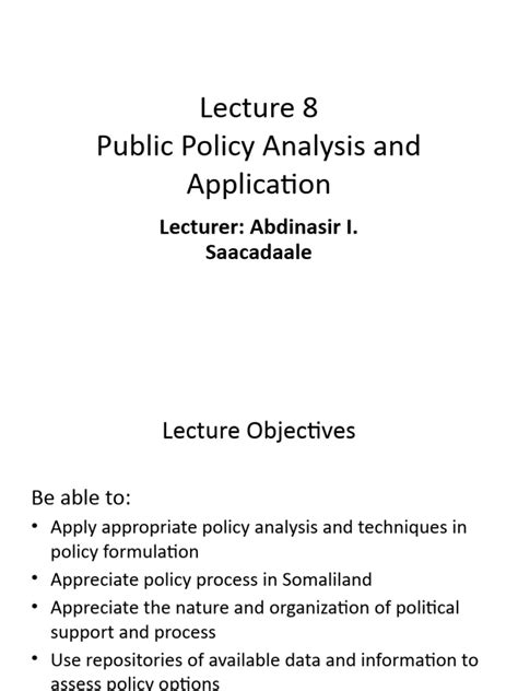 Lecture 8 Policy Analysis Pdf Policy Analysis Policy
