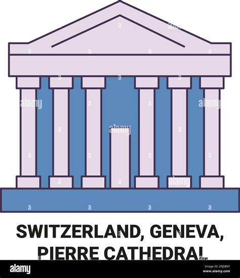 Switzerland Genevapierre Cathedral Cathedral Travel Landmark Vector
