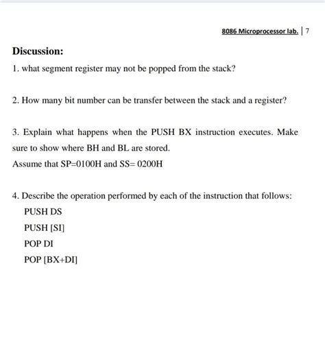 Solved 8086 Microprocessor Lab 7 Discussion 1 What