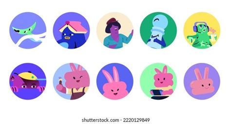 Cartoon Avatar Pack Illustration Set Stock Illustration 2220129849