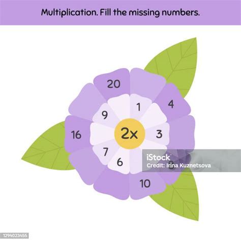 유치원 및 학령기 어린이를위한 곱셈에 수학 게임 누락된 숫자를 채웁니다 꽃 0명에 대한 스톡 벡터 아트 및 기타 이미지 0명 개념 곱셈 Istock