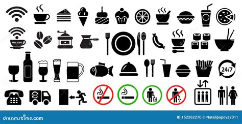 Vector Food And Drink Icons Set Stock Vector Illustration Of Burger