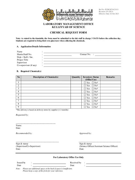 Fillable Online Chemical Request Form Fax Email Print Pdffiller