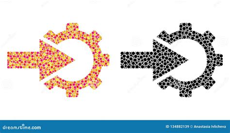 Pixel Cog Integration Mosaic Icons Stock Vector Illustration Of