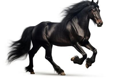 Cavalo Preto Isolado Em Vista Frontal Foto Premium