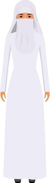 전통적인 이슬람 아랍어 의류에 서있는 아랍 여자 벡터 일러스트 프리미엄 벡터