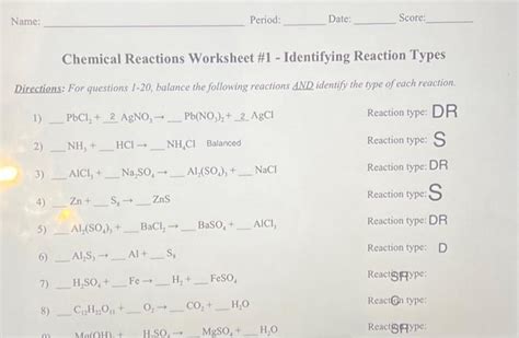 Classifying Types Of Reactions Card Sort Activity Math Love