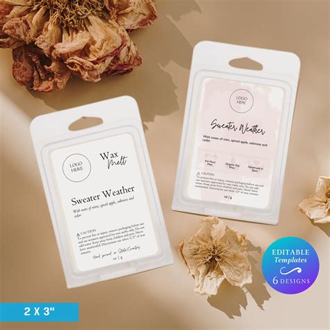 Diy Clamshell Wax Melt Label Template Edit Wax Melt Label In Canva