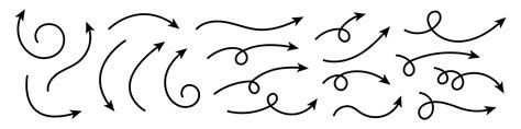 Collection Of Curved Arrows Set Simple Curved Hand Drawn Arrows Collection Of Pointers