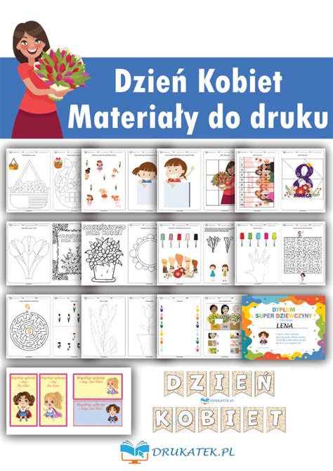 Kolorowanki Dzień Kobiet do druku 30 kolorowanek w PDF