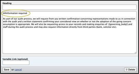 Formatting And Variables Audit Assistant Support