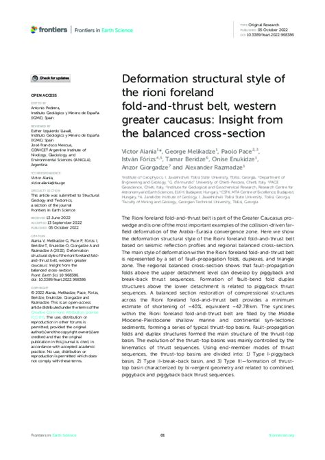 Pdf Deformation Structural Style Of The Rioni Foreland Fold And