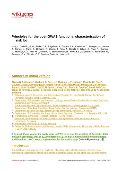 PDF Principles For The Post GWAS Functional Characterisation Of Risk