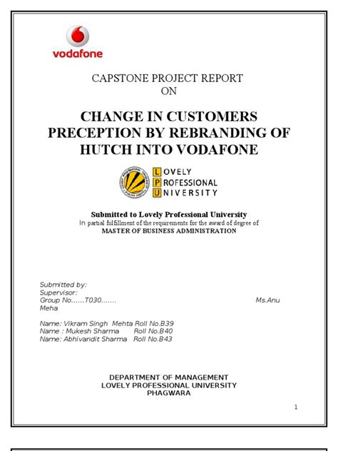 Capston Project Report Of Vodafone Pdf Business