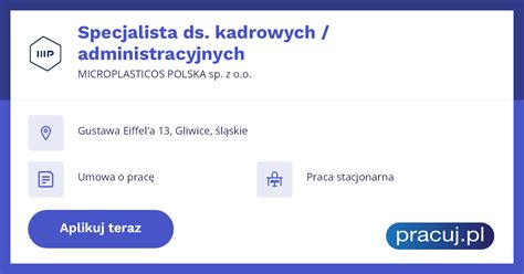 Oferta Pracy Specjalista Ds Kadrowych Administracyjnych