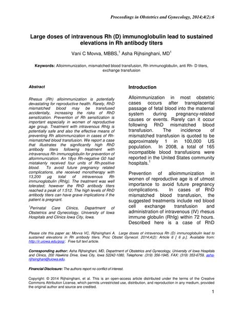 Pdf Large Doses Of Intravenous Rh D Immunoglobulin Lead To