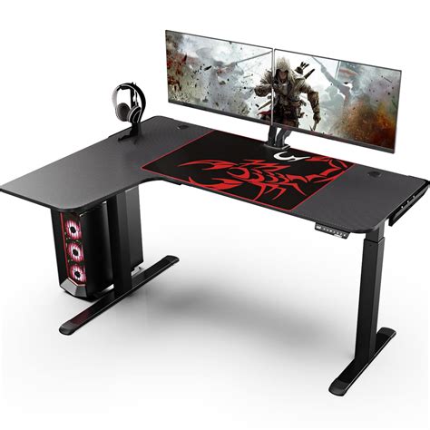 Eureka Ergonomic 60 Inch L Shaped Electric Height Adjustable Gaming