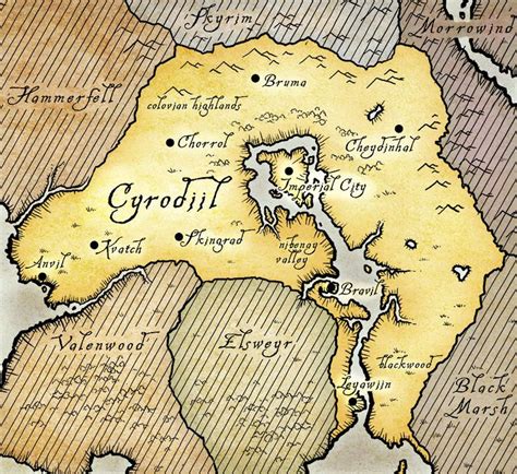 Bildresultat för elder scrolls oblivion map Fantasy world map Map