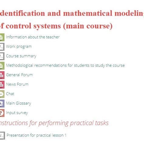 Elements Of The E Learning Course Structure In Moodle Download Scientific Diagram