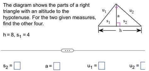 Solved The Diagram Shows The Parts Of A Right Triangle With An Altitude To The Hypotenuse For
