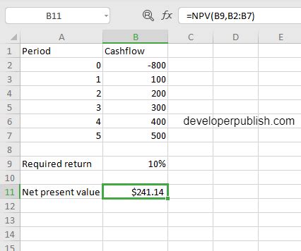 How To Use The NPV Function In Excel Developer Publish