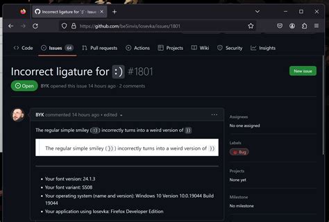 Incorrect Ligature For `` · Issue 1801 · Be5invisiosevka · Github