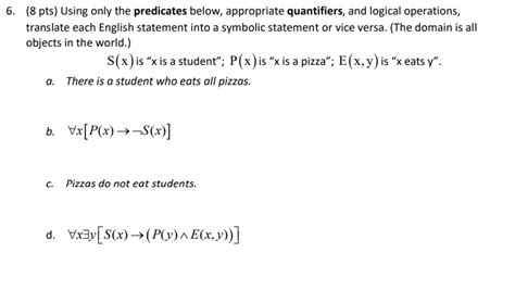 Solved Pts Using Only The Predicates Below Chegg